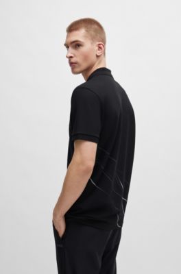 BOSS - Polo de algodón elástico activo con diseño de temporada - Negro