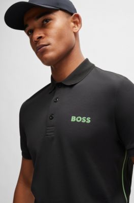 BOSS - Polo slim fit de algodón con logo de malla