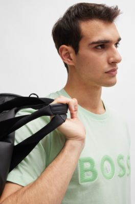 BOSS - Camiseta regular fit de punto de algodón con logo de malla - Cal