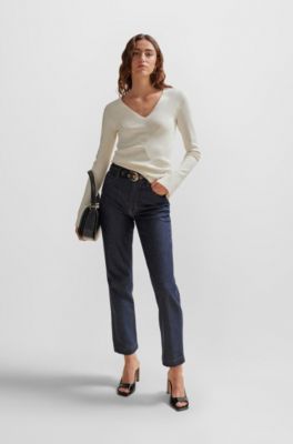 BOSS - Mules ouvertes en cuir froissé avec talon bottier