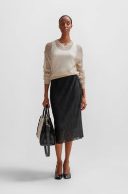 BOSS - Escarpins en cuir à bout carré avec talon bottier de 9 cm