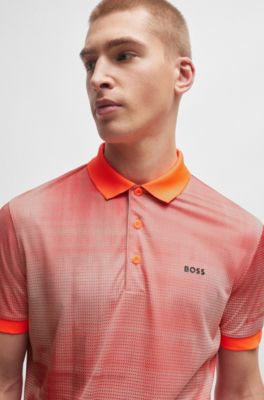 BOSS - Printed-mesh polo shirt with logo detail