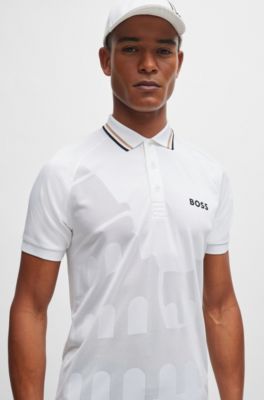 BOSS - BOSS x MATTEO BERRETTINI slim-fit polo shirt in engineered ...