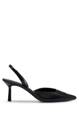 HUGO - Zapatos de tacón con talón abierto en piel de napa con logo ...