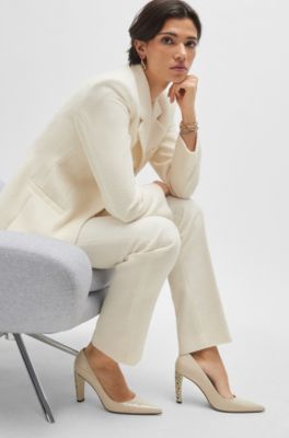 BOSS - Escarpins en cuir avec talon à monogrammes