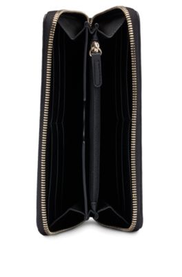 BOSS - Faux-leather zip-up wallet with logo lettering - Black