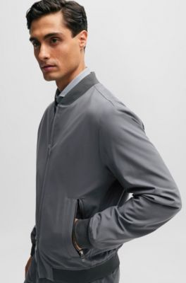 BOSS - Slim-fit jacket in crease-resistant jersey - Grey