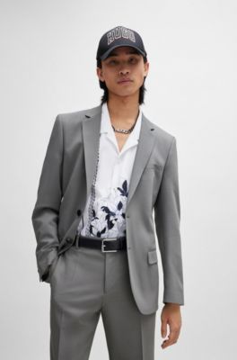 HUGO - Italian-leather belt with logo buckle