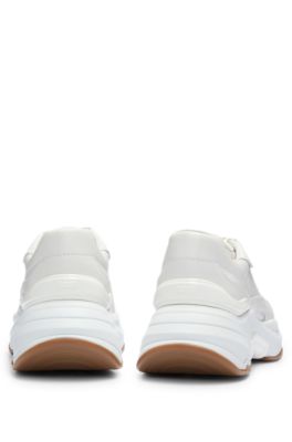 BOSS - Leather trainers with chunky profile and gold-tone logo - White