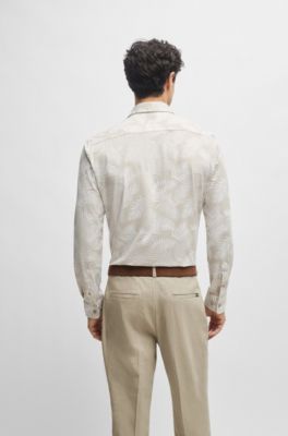 BOSS - Slim-fit shirt in printed performance-stretch material