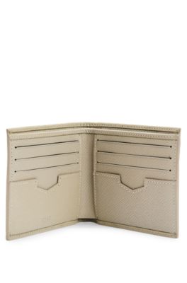 BOSS - Embossed-leather wallet with metal logo lettering - Khaki
