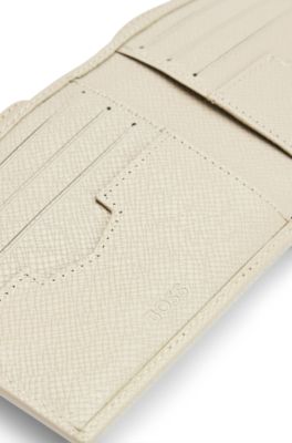 BOSS - Embossed-leather wallet with metal logo lettering - Khaki