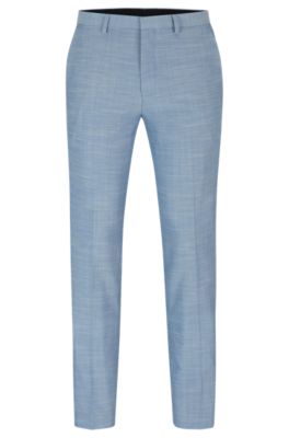 HUGO - Extra-slim-fit trousers in linen-look cloth - Light Blue