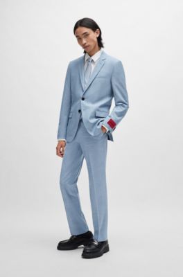 HUGO - Extra-slim-fit jacket in linen-look cloth