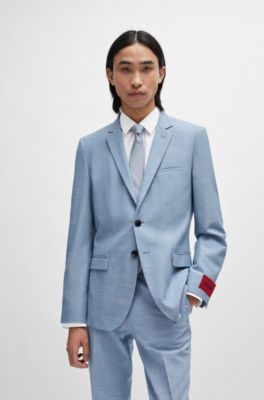 HUGO - Extra-slim-fit jacket in linen-look cloth