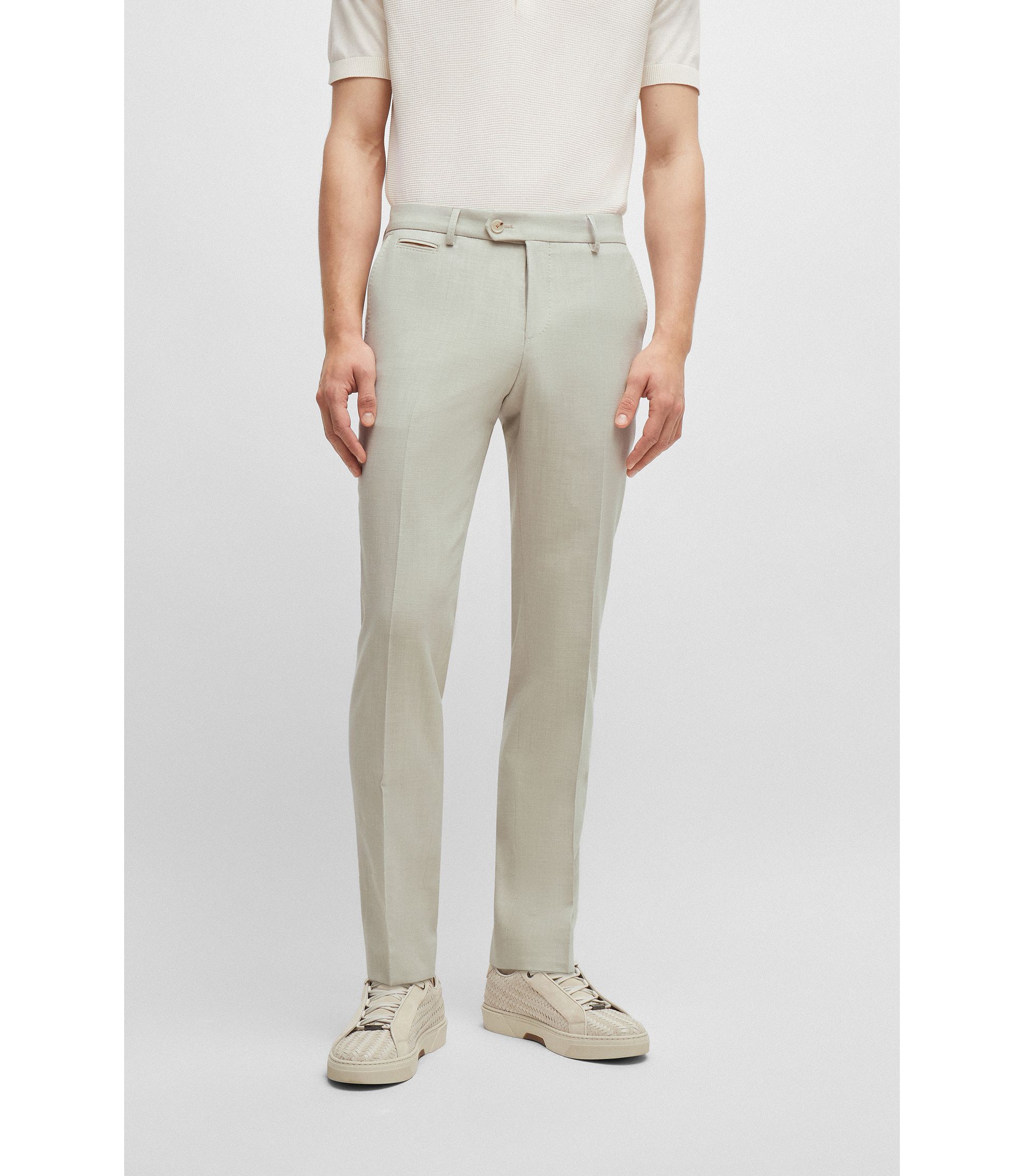 BOSS - Slim-fit trousers in micro-patterned stretch material BOSS - Slim-fit trousers in micro-patterned stretch material