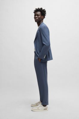 BOSS - Slim-fit suit in patterned virgin wool and silk