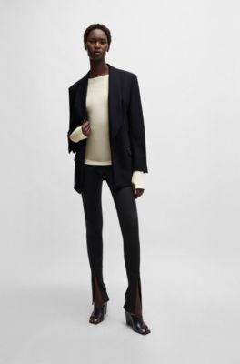 BOSS - Top de manga larga NAOMI x BOSS en punto de canalé - Blanco