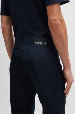 BOSS - Regular-fit jeans in satin stretch denim