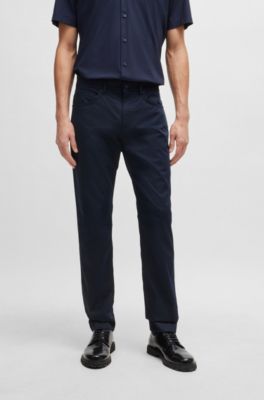 BOSS - Regular-fit jeans in satin stretch denim - Dark Blue