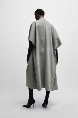 BOSS - NAOMI x BOSS waterfall-front cape coat in virgin wool