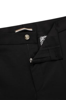 BOSS - Pantalones relaxed fit de algodón elástico con cierre de botón ...