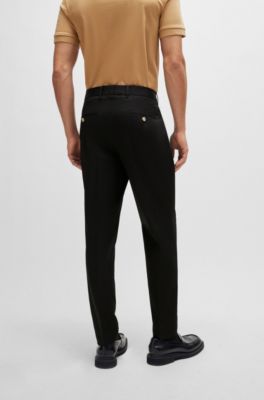 BOSS - Pantalones relaxed fit de algodón elástico con cierre de botón ...