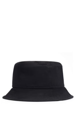 HUGO - Cotton-twill bucket hat with logo label - Black