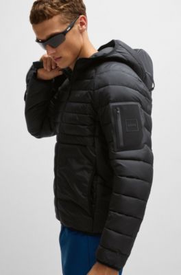 BOSS - Water-repellent padded jacket with decorative reflective details ...