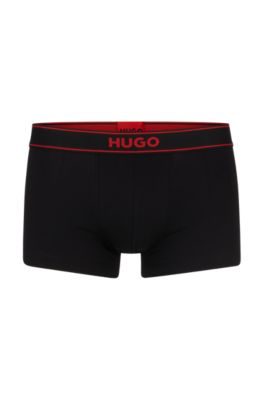HUGO - Lot de deux boxers courts en coton stretch à logos graphiques - Noir