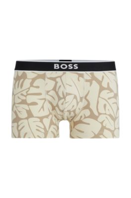 BOSS - Stretch-cotton trunks with seasonal print and logo waistband