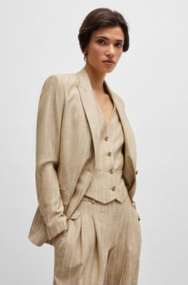BOSS - Regular-fit jacket in pinstripe material with signature lining