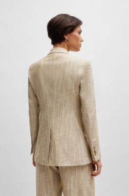 BOSS - Regular-fit jacket in pinstripe material with signature lining