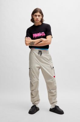 HUGO - Cotton-jersey T-shirt with double logo