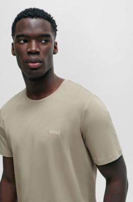 BOSS - Camiseta regular fit en algodón elástico con logo bordado