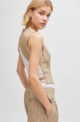 BOSS - Pinstripe waistcoat with open back - Patterned