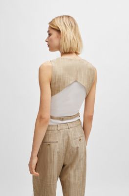 BOSS - Pinstripe waistcoat with open back - Patterned