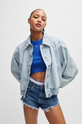 HUGO - Blue-denim jacket with rear logo