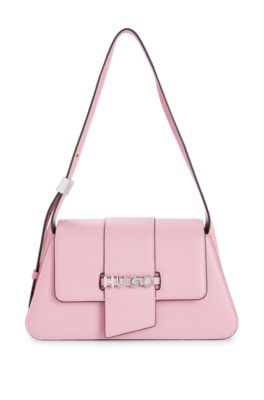 HUGO - Faux-leather shoulder bag with logo lettering - Pink