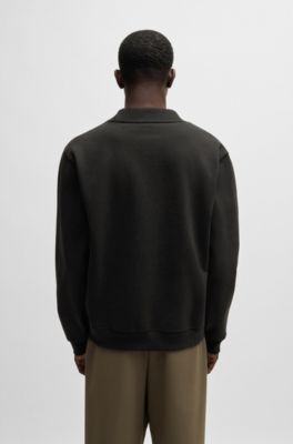 HUGO - Cotton-terry relaxed-fit cardigan with jelly logo - Black