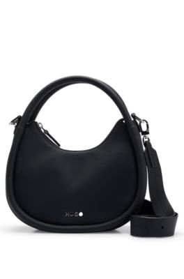 HUGO - Faux-leather crossbody bag with logo lettering - Black