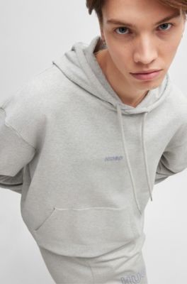 HUGO - Cotton-terry hoodie with outline logos