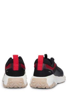 HUGO - Mixed-material lace-up trainers with degradé pattern - Black