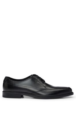 HUGO - Leather Derby lace-up shoes with embossed branding - Black
