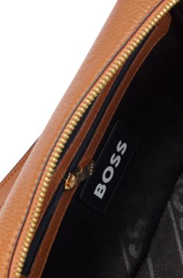 BOSS - Bolso cruzado de piel granulada con detalles en punto de festón ...