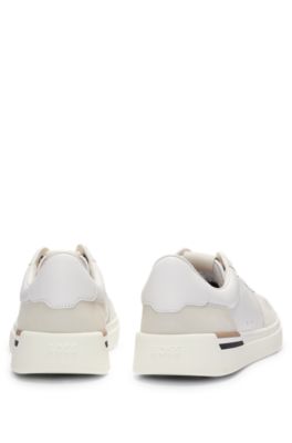 BOSS - Cupsole lace-up trainers in leather and suede