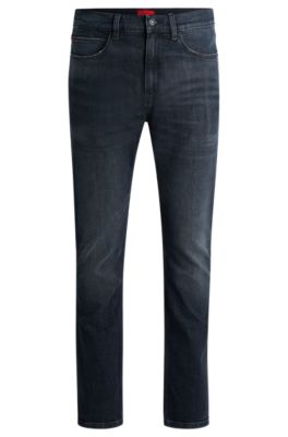 HUGO - Slim-fit jeans in stretch denim with used effects - Dark Grey