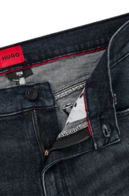 HUGO - Vaqueros slim fit de denim elástico con efecto desgastado - Gris ...