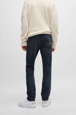 HUGO - Slim-fit jeans in stretch denim with used effects