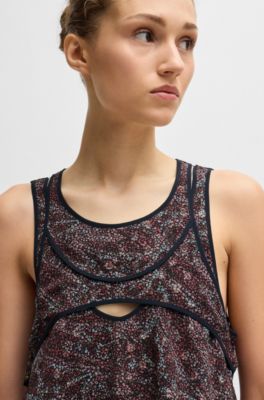 BOSS - Blusa regular fit sin mangas con detalle solapado - Fantasía